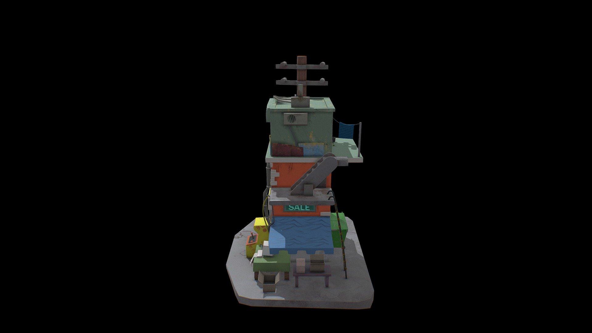 Retro building - 3D model by wesejp [af01222] - Sketchfab