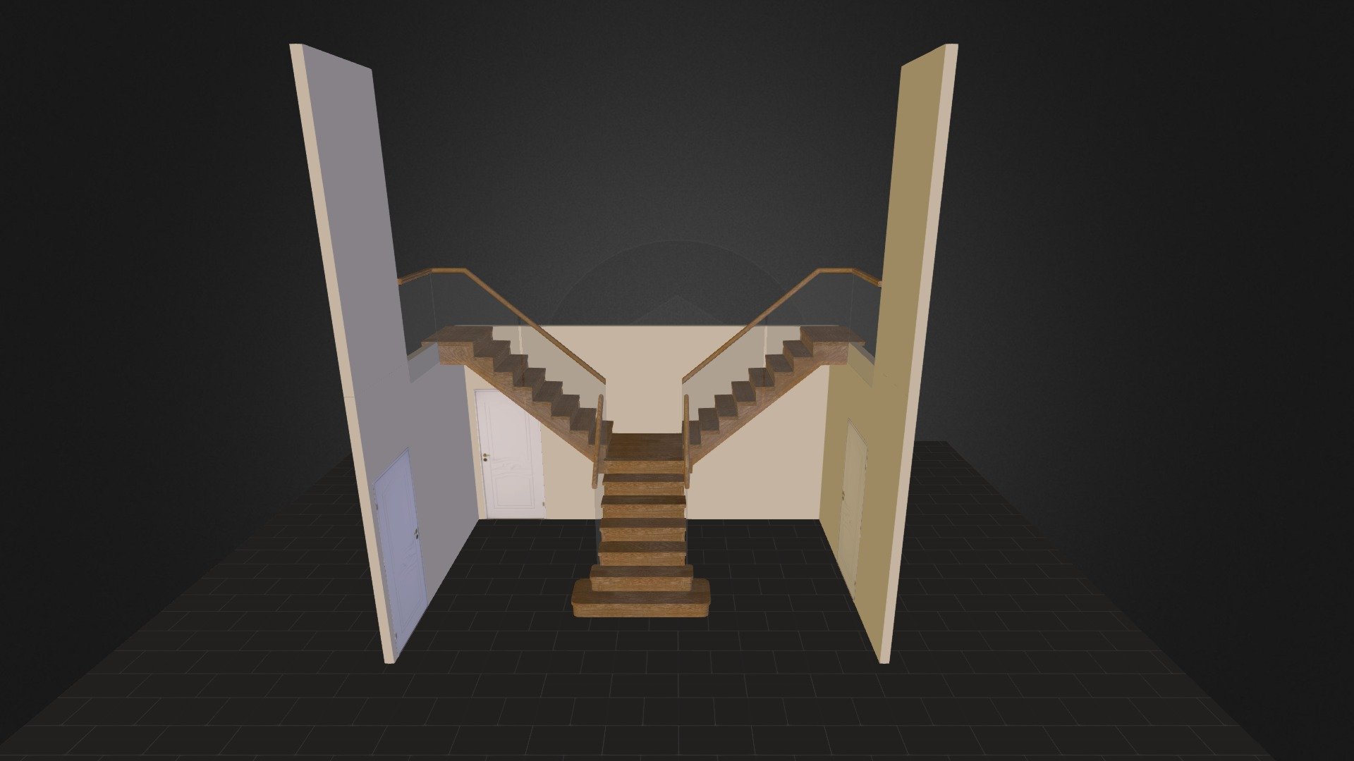 Oak and Glass modern cut string housed risers - 3D model by SBJOINERY ...