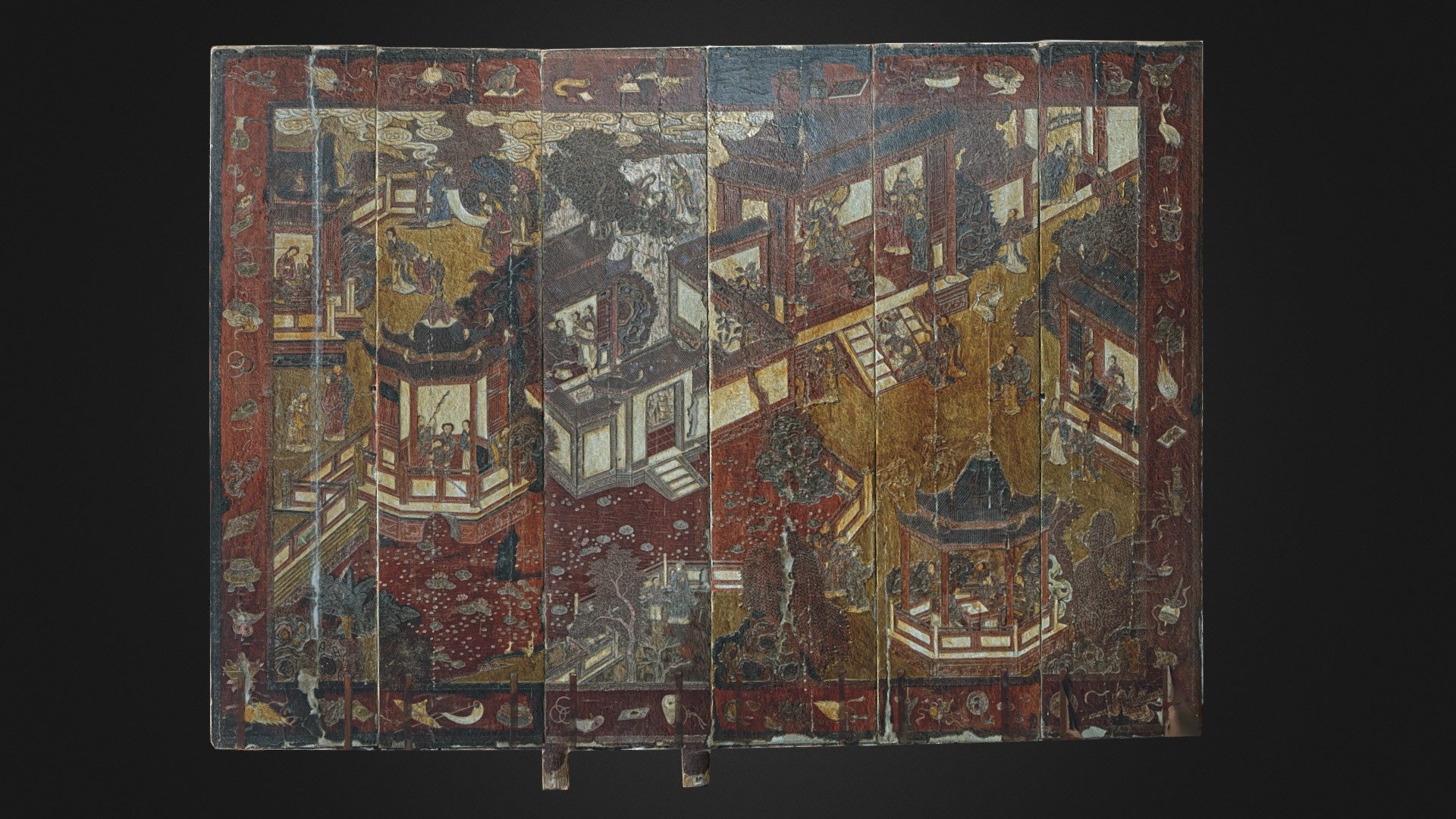 Ancient Chinese folding screen - 3D model by pixelatedrealities ...