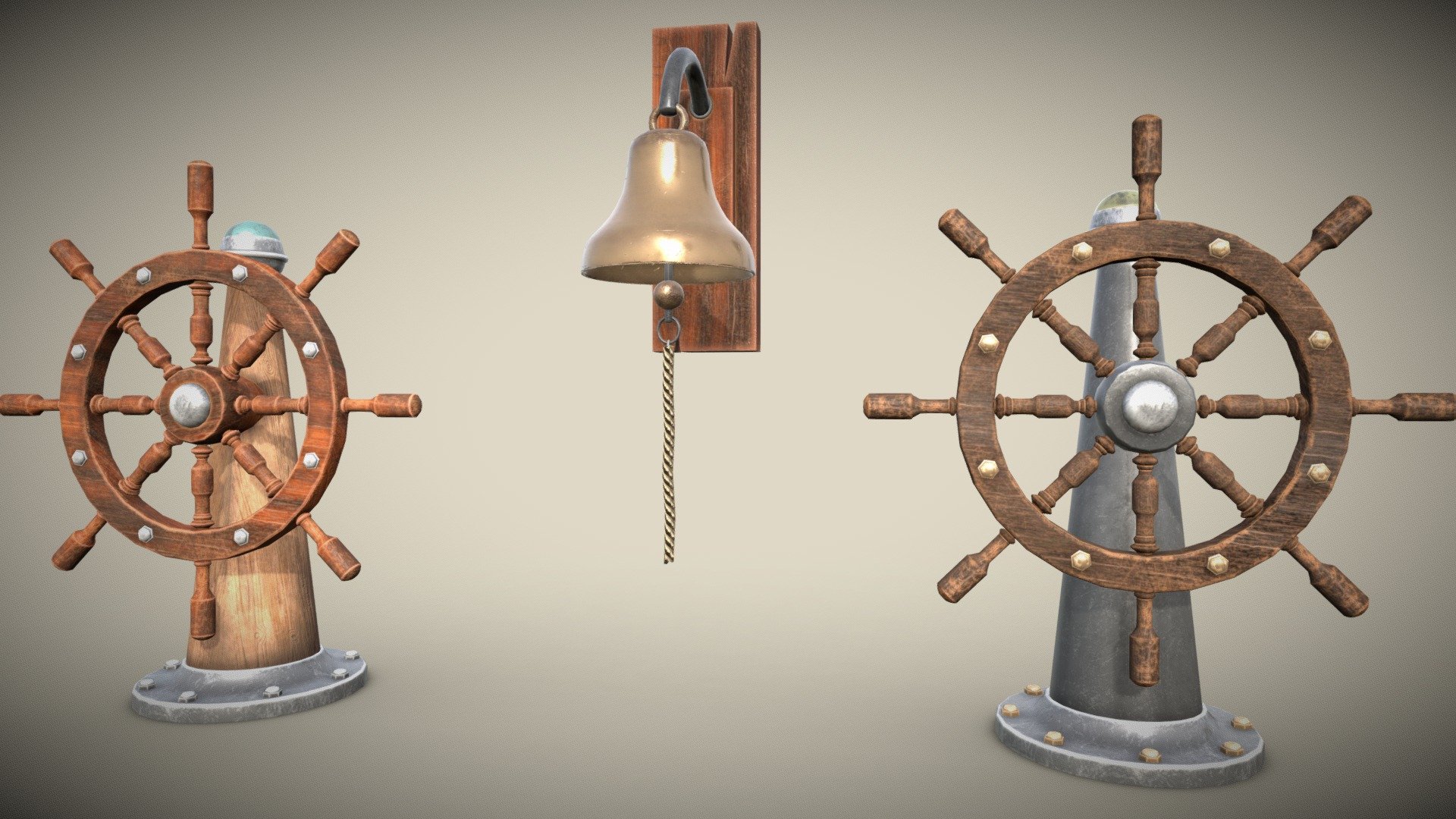 Vessel Wheel for sea ship and bell PBR game read - Buy Royalty Free 3D model by Svetlana07 ...