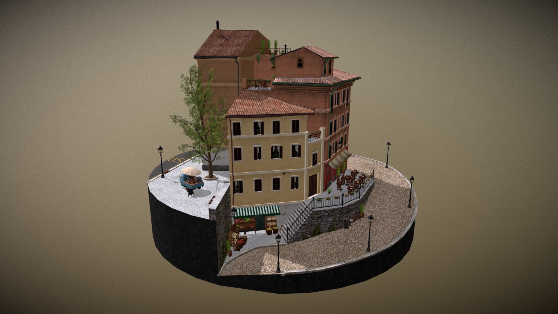 City scene Rome - 3D model by lukasmaly [af20b4b] - Sketchfab