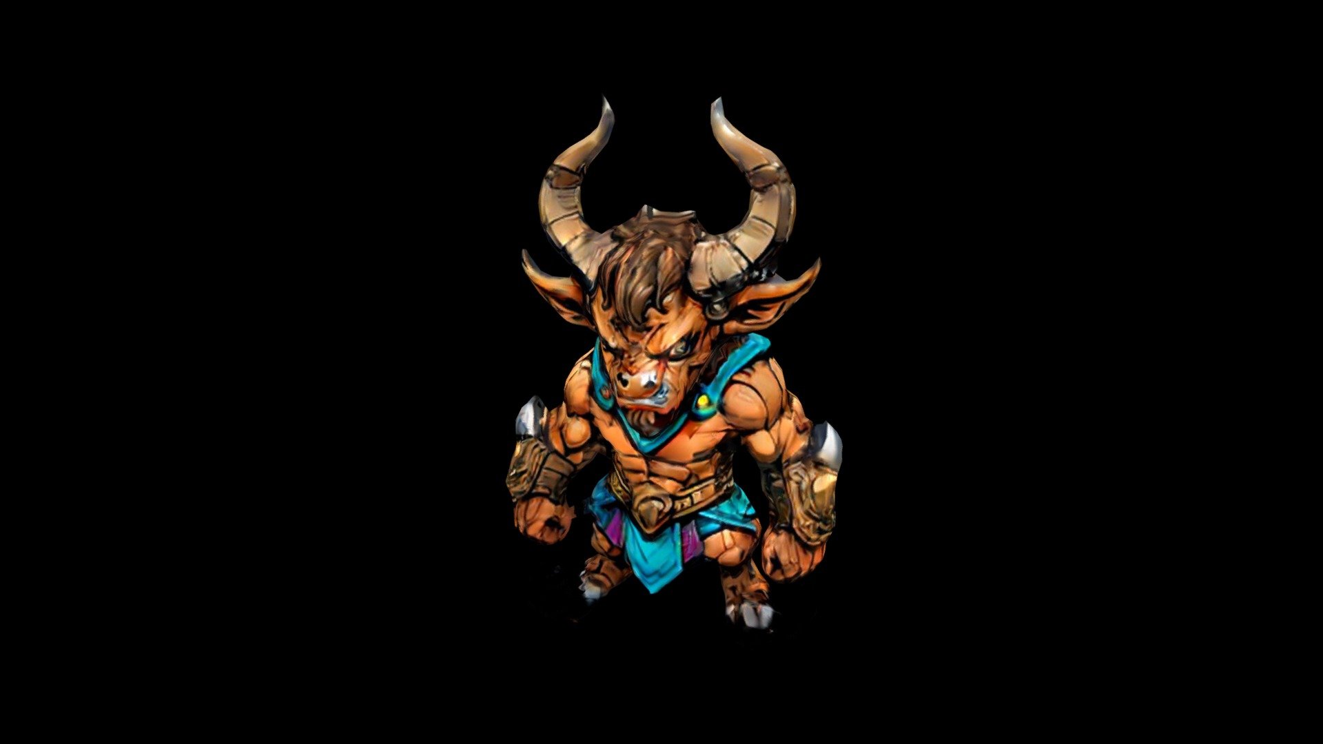 A muscular minotaur with brown skin and large, c - Download Free 3D ...
