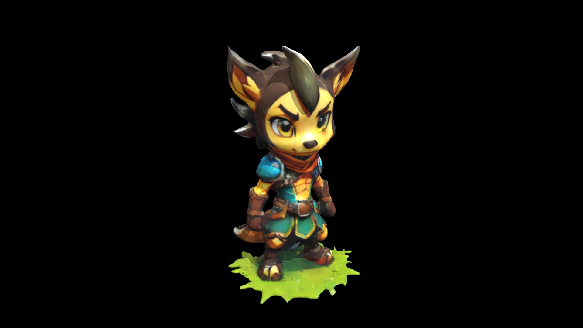 a cartoon drawing of a wolf with a scarf arou - Download Free 3D model ...