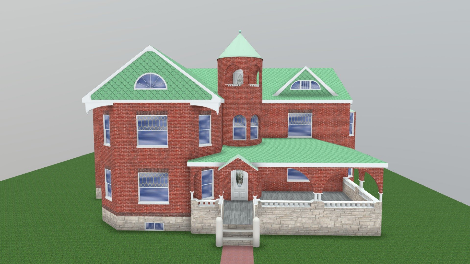Victorian house with oxidized copper roof - Download Free 3D model by ...