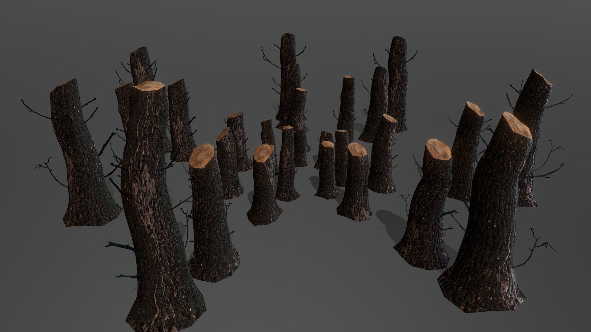 Burnt Tree Trunks Pack - Buy Royalty Free 3D model by Somersby [af3e346] - Sketchfab Store