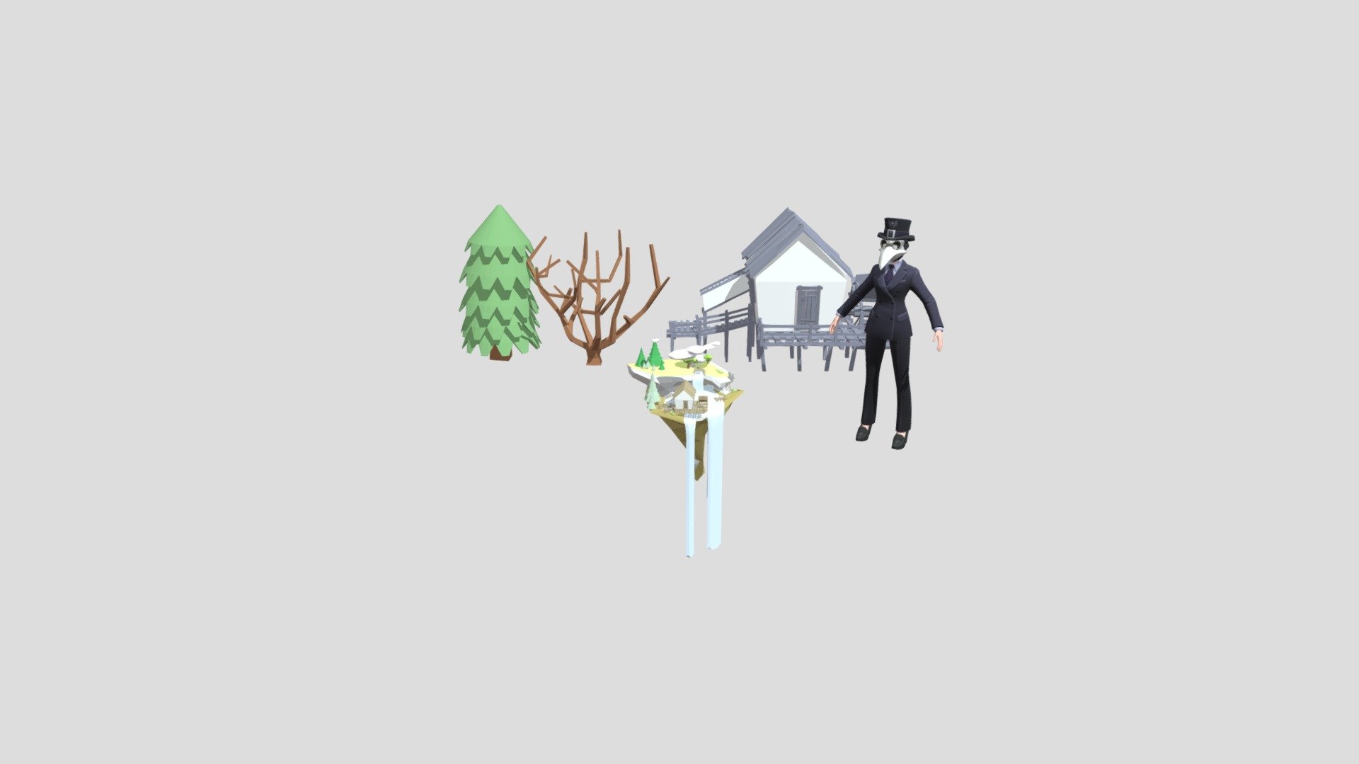 Bird people in gothic style forest - 3D model by xzhou [af44fd9 ...