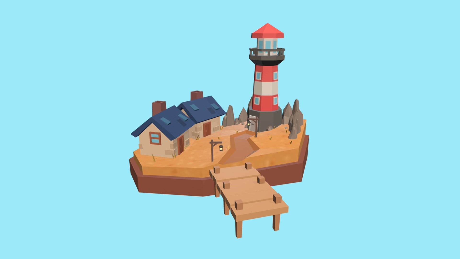 Tiny village island - 3D model by Jia Yi (@hanaryu) [af4c316] - Sketchfab