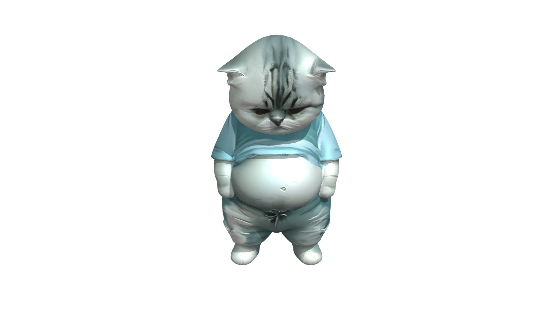Chubby bipedal cat character wearing a shirt an - 3D model by Nico ...