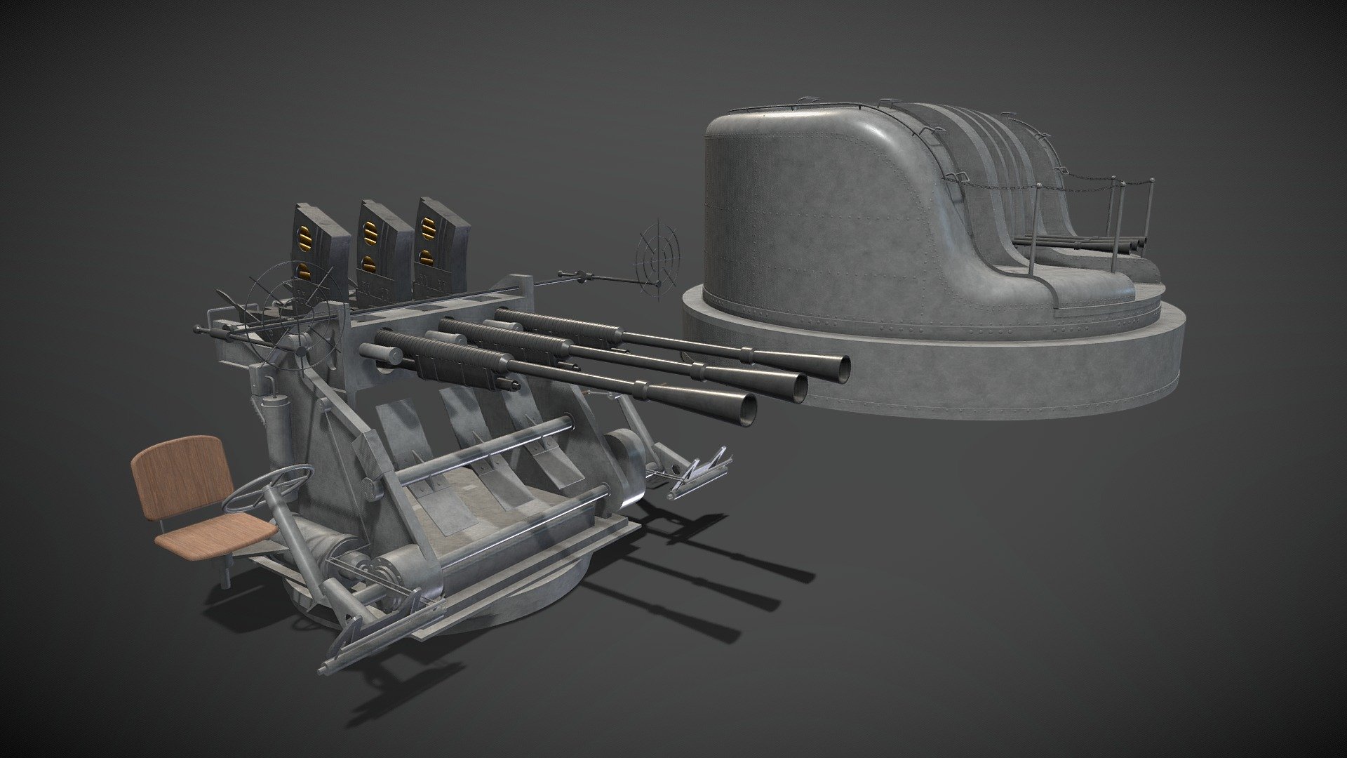 25 mm/60 (1") Type 96 Triple - Buy Royalty Free 3D model by ...