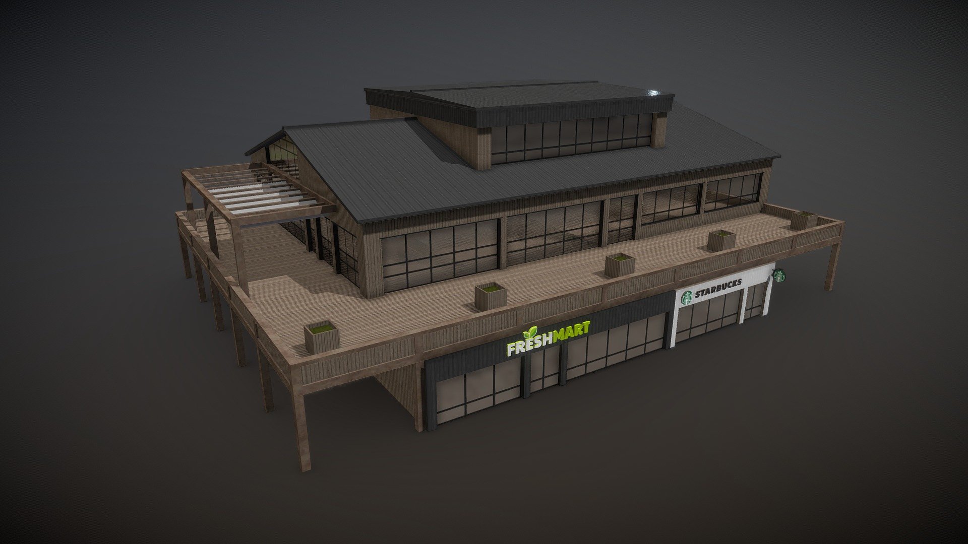 Shopping center - Freshmart & Starbucks - Buy Royalty Free 3D model by ...