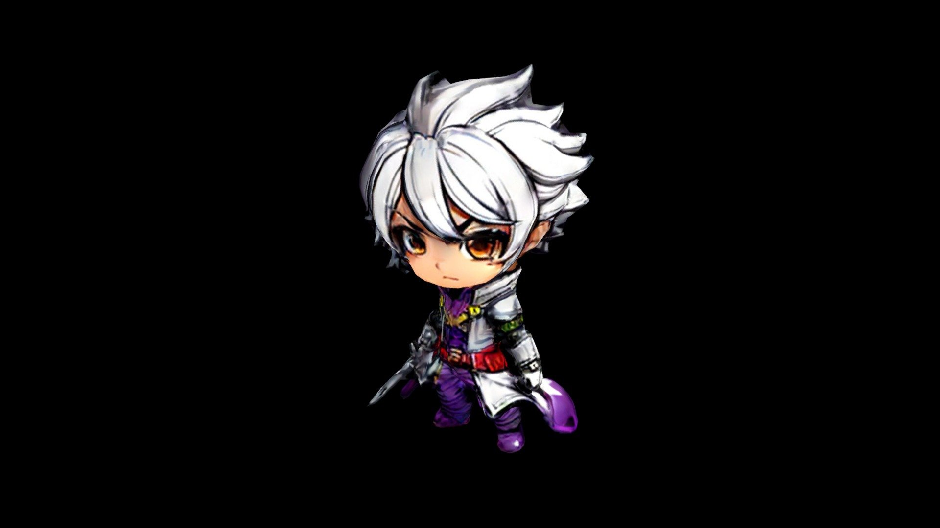 A chibi style character with white hair, wearing - Download Free 3D ...
