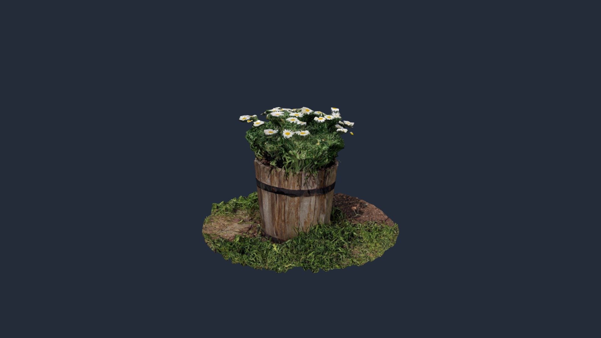 Wood Bucket with Flowers - Download Free 3D model by 3DLandskap.no ...