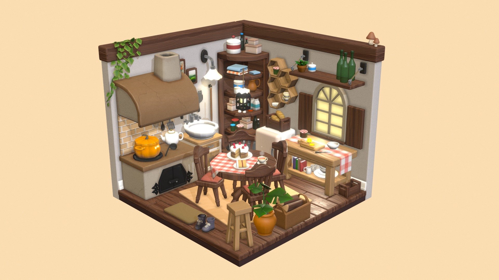 Cozy Kitchen Diorama - 3D model by rachel_west [afd2fa9] - Sketchfab