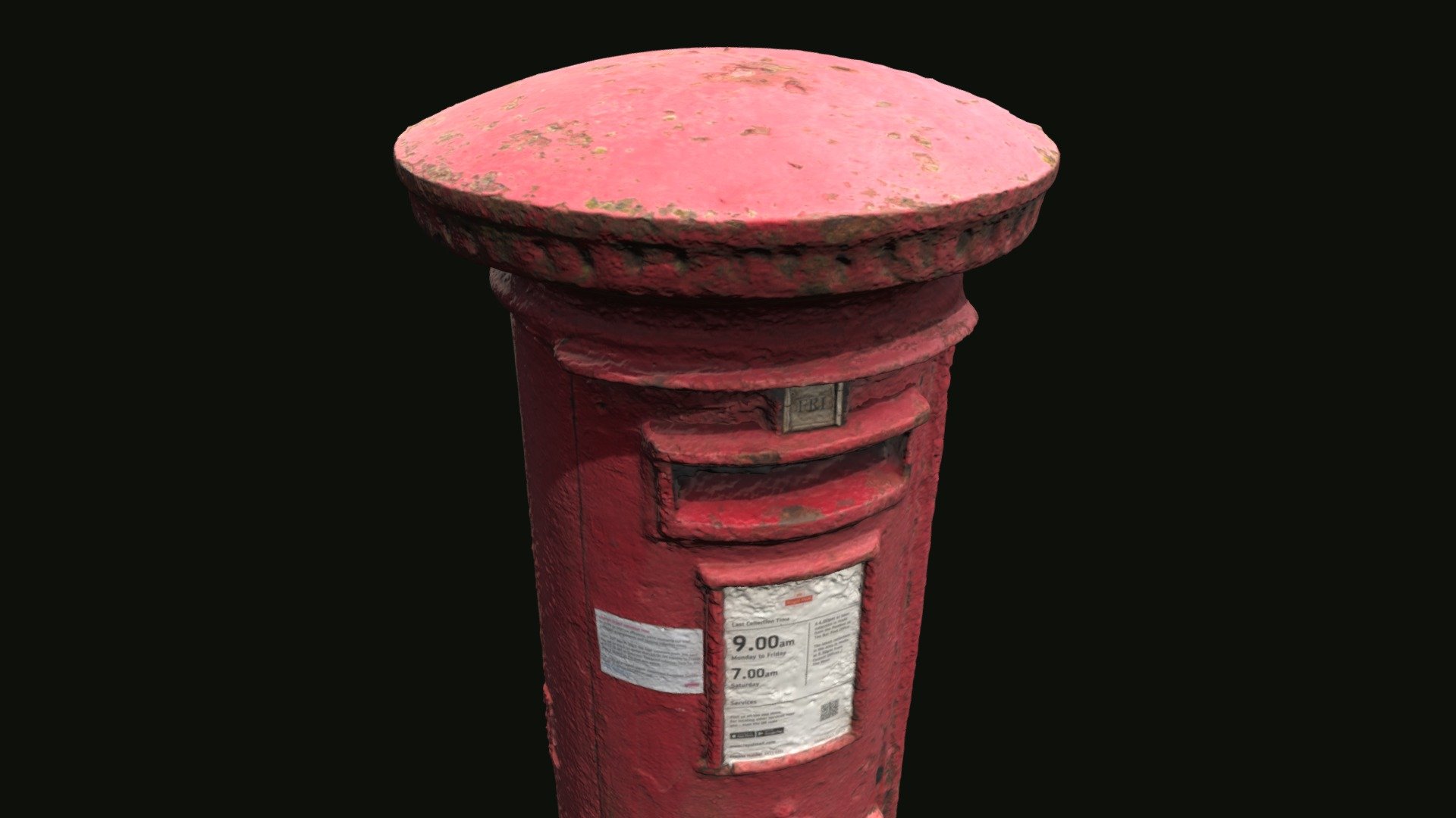 UK Red Cast Iron Post Box GR - Download Free 3D model by ...