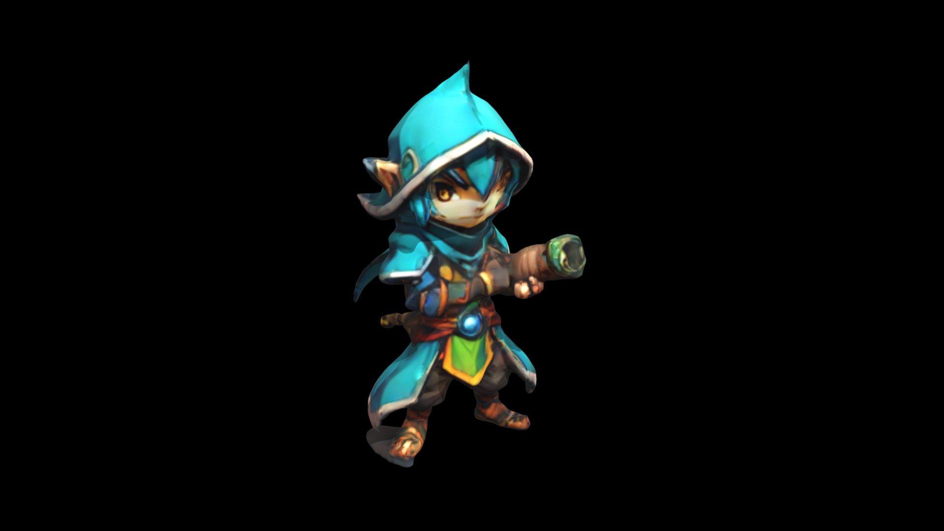 a cartoon character with blue hair and a hood - Download Free 3D model ...