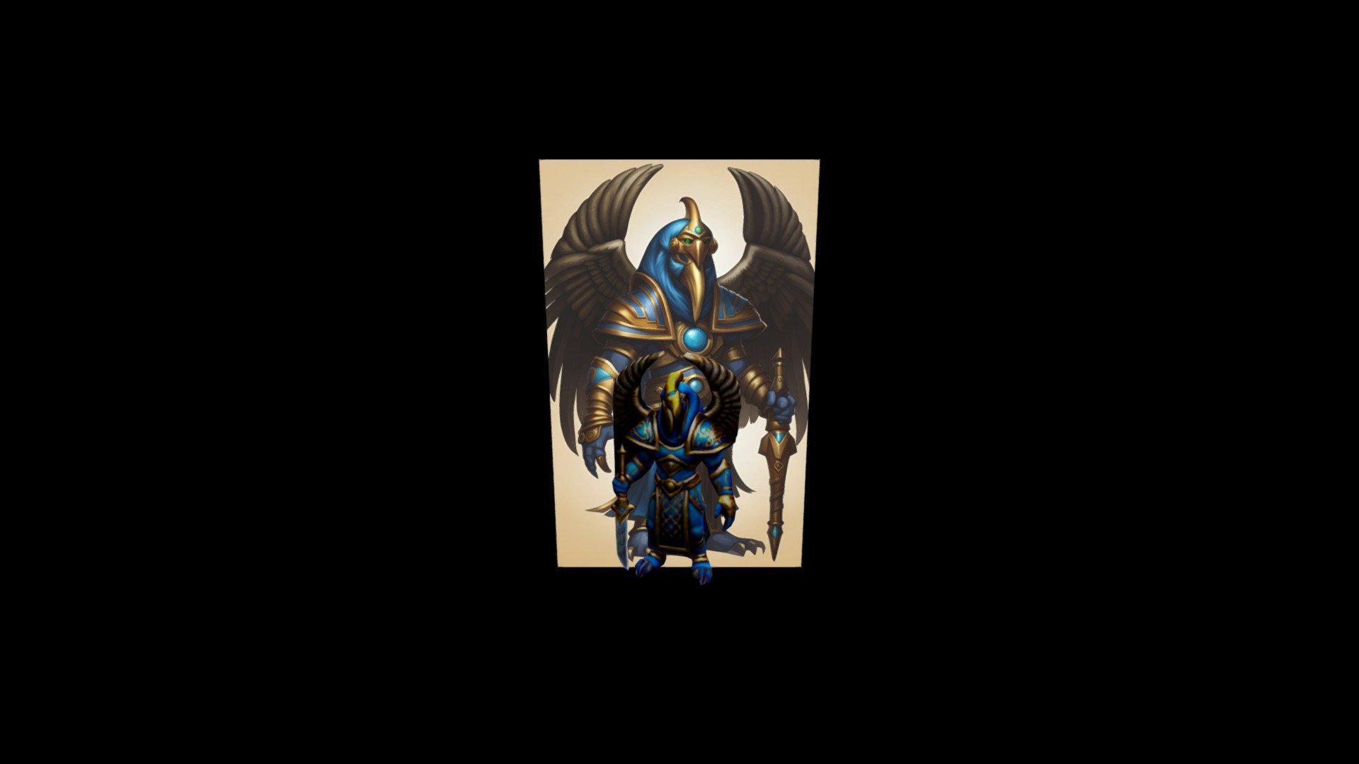 a blue and gold character with a sword - Download Free 3D model by ...