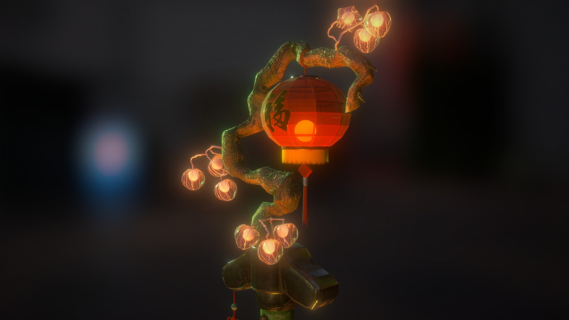 Chinese Lantern Staff - Download Free 3D model by Charlie Blair ...
