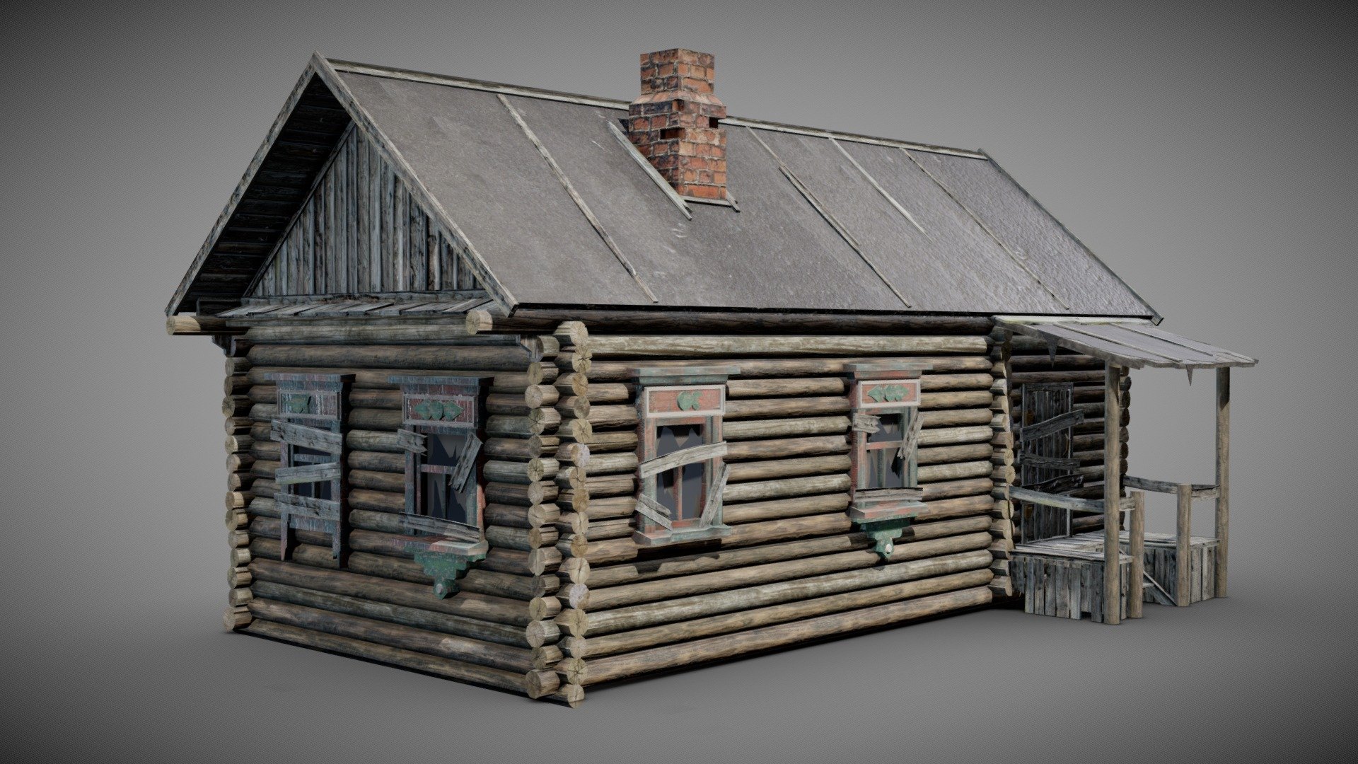 Damaged worned wooden village house an3 - Buy Royalty Free 3D model by ...