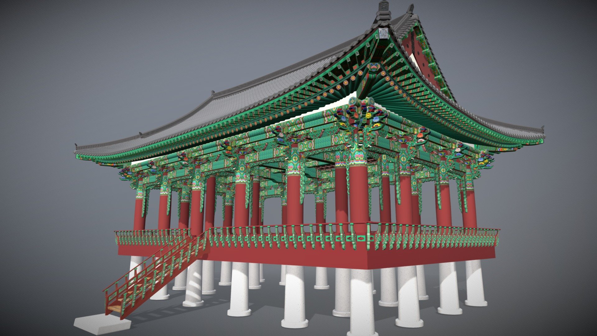 Korean traditional pavilion architecture - Buy Royalty Free 3D model by ...