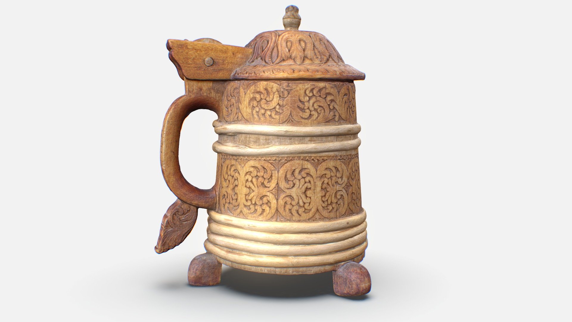 Carved Wooden Mug | Krus i tre - Buy Royalty Free 3D model by KSFX.NO ...