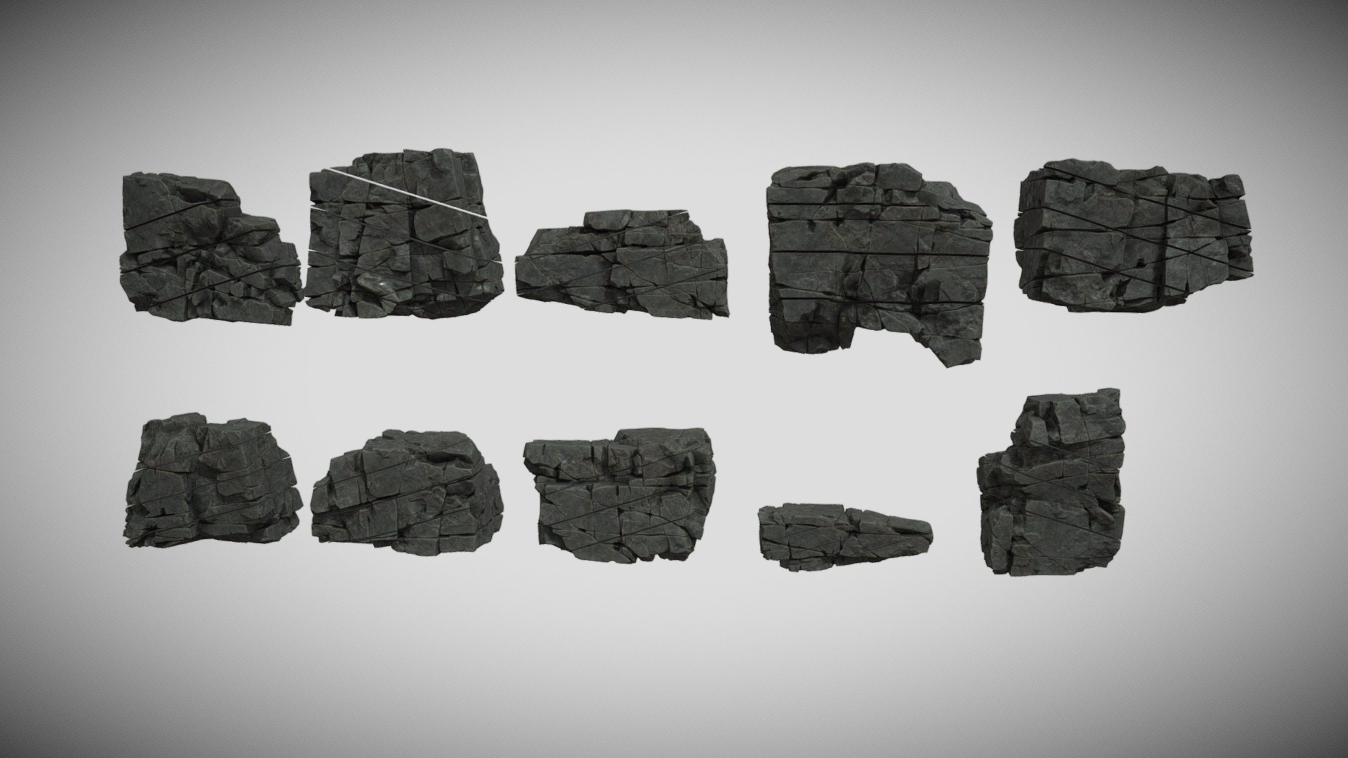 Low poly Black Cracked Modular Rock 220106 - Buy Royalty Free 3D model ...