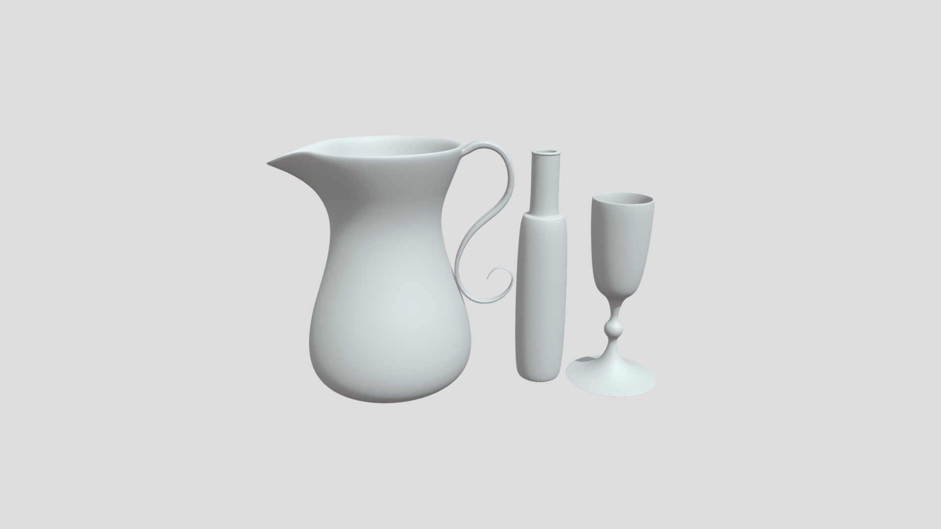 Pitcher Bottle And Glass - Download Free 3D model by actually_howard ...