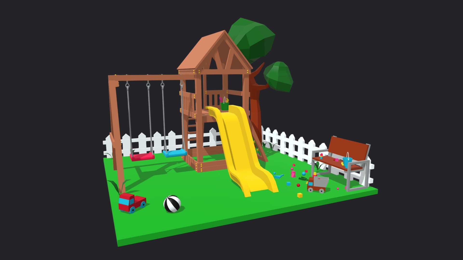 Playground Room 8 Low-poly 3D model - Buy Royalty Free 3D model by ...