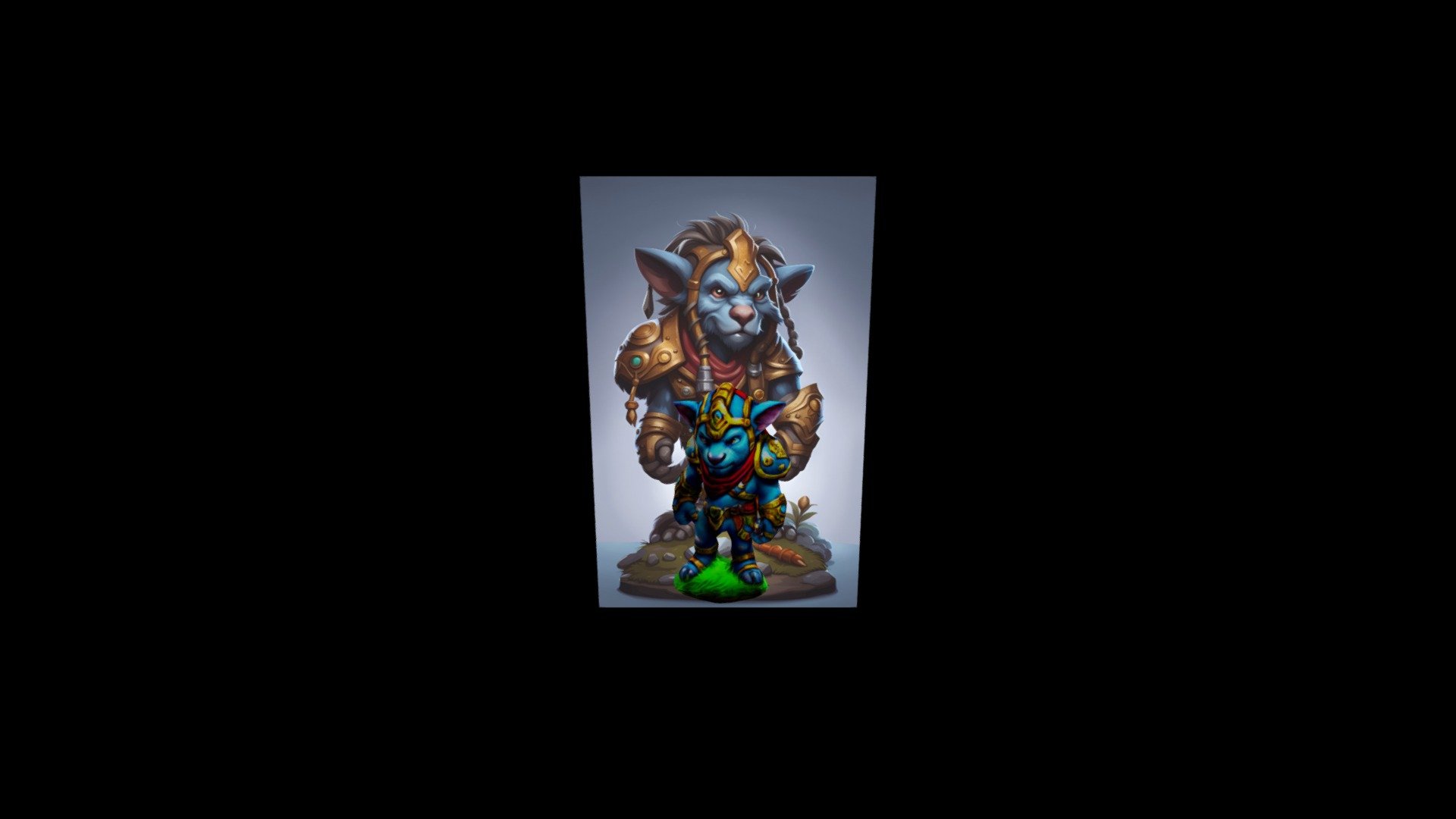 a cartoon image of a cat with a gold armor and - Download Free 3D model ...