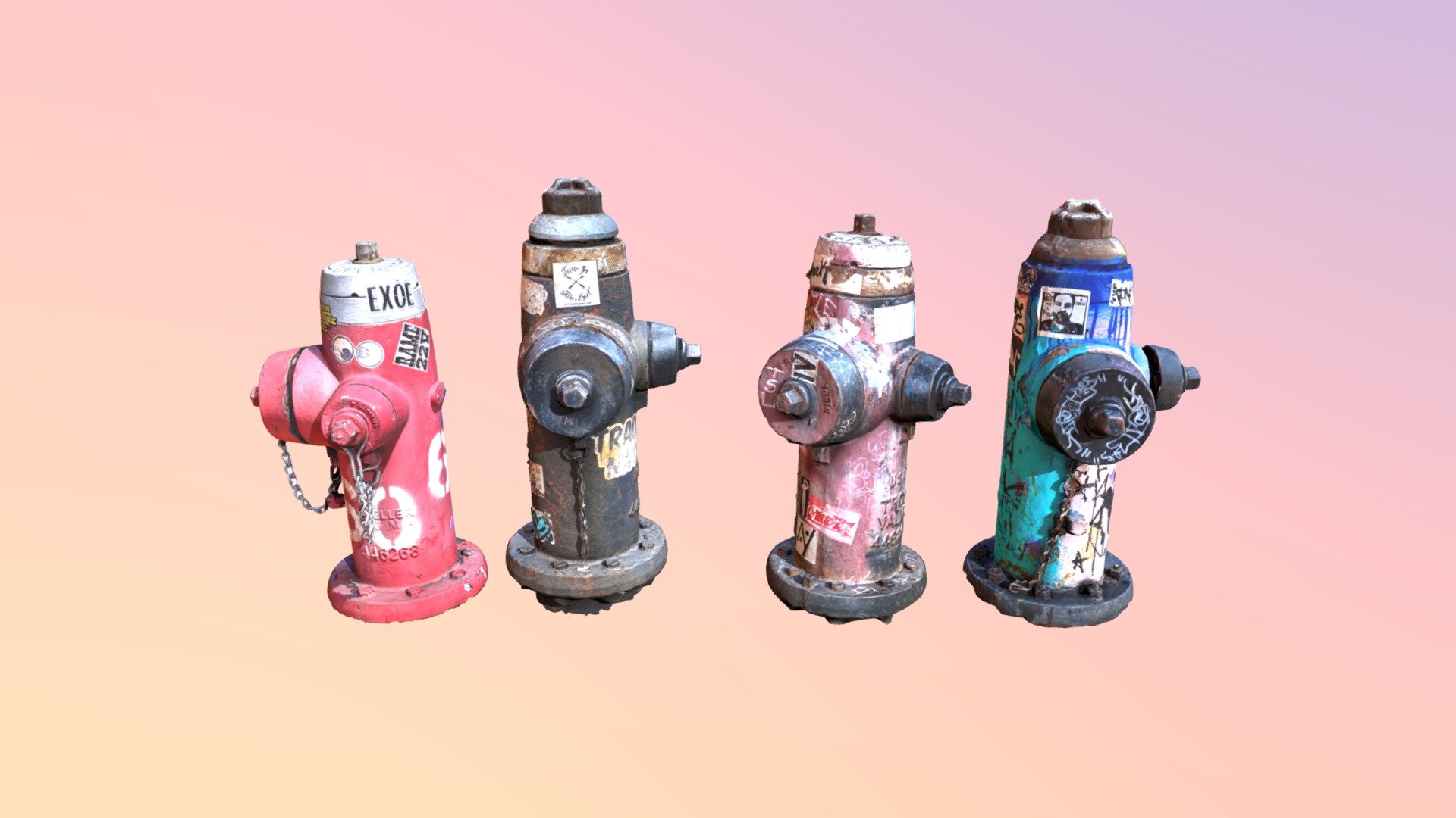 Graffiti Hydrants Pack - Buy Royalty Free 3D model by uttamg911 ...
