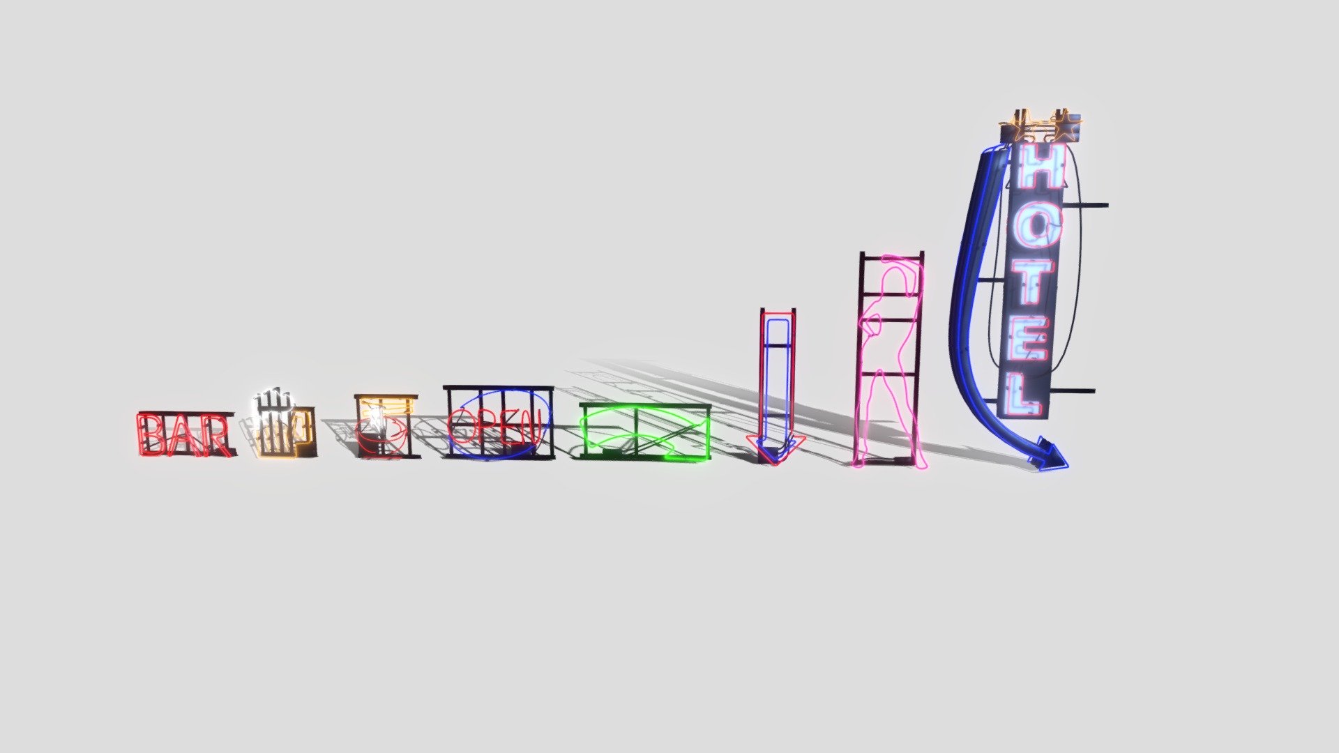 Neon Signs - Buy Royalty Free 3D model by kambur [b068b6b] - Sketchfab ...