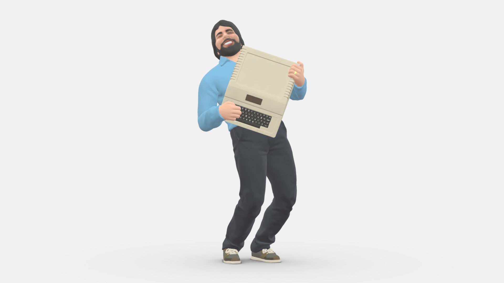 001030 happy beard man with computer - Buy Royalty Free 3D model by ...