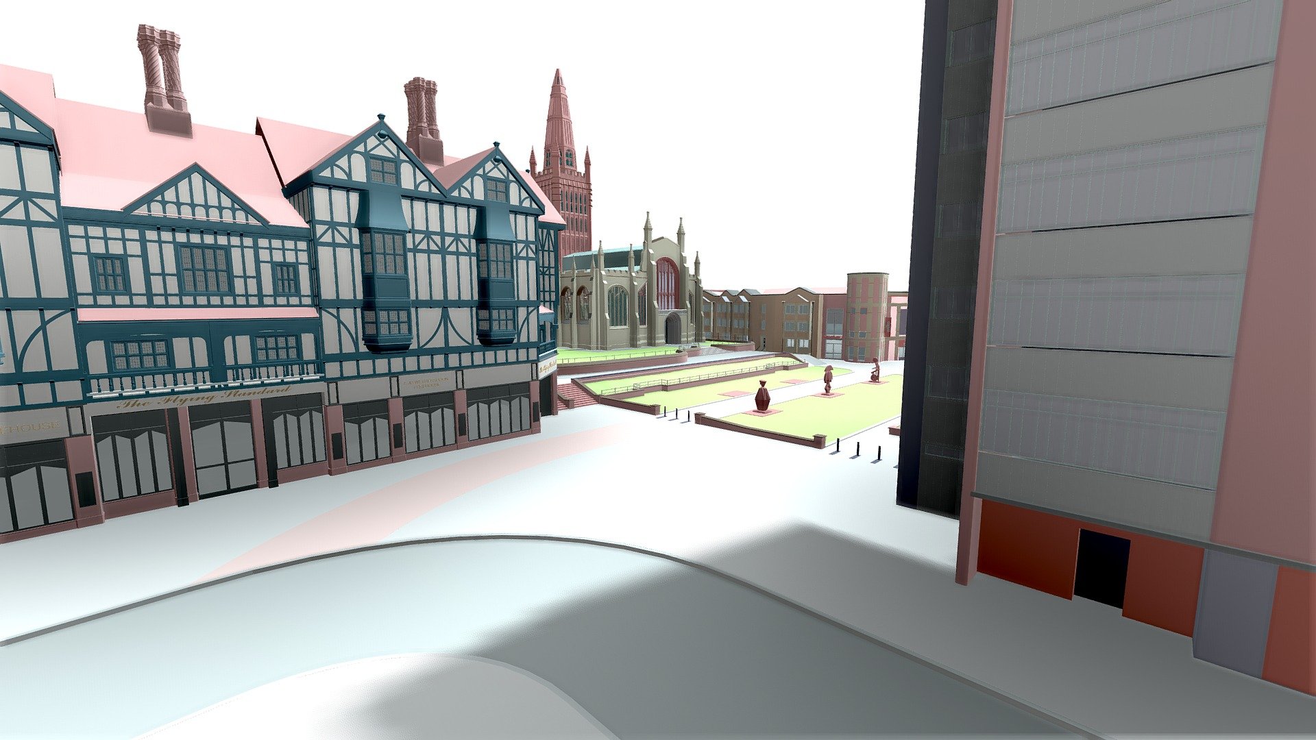 Coventry Holy Trinity Broadgate / Trinity Street - Buy Royalty Free 3D ...