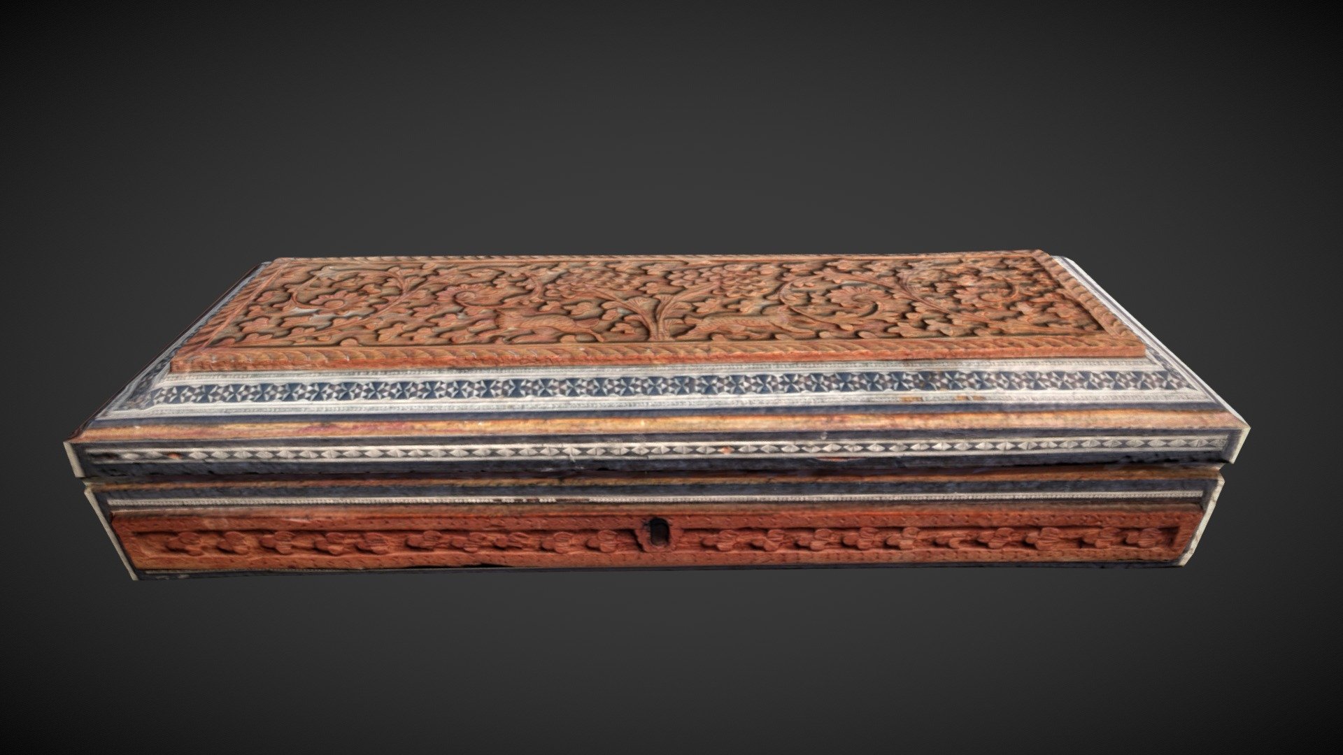 Carved Inlaid Animal Motif Wood Box (Long) - 3D model by Nick_Thursby ...