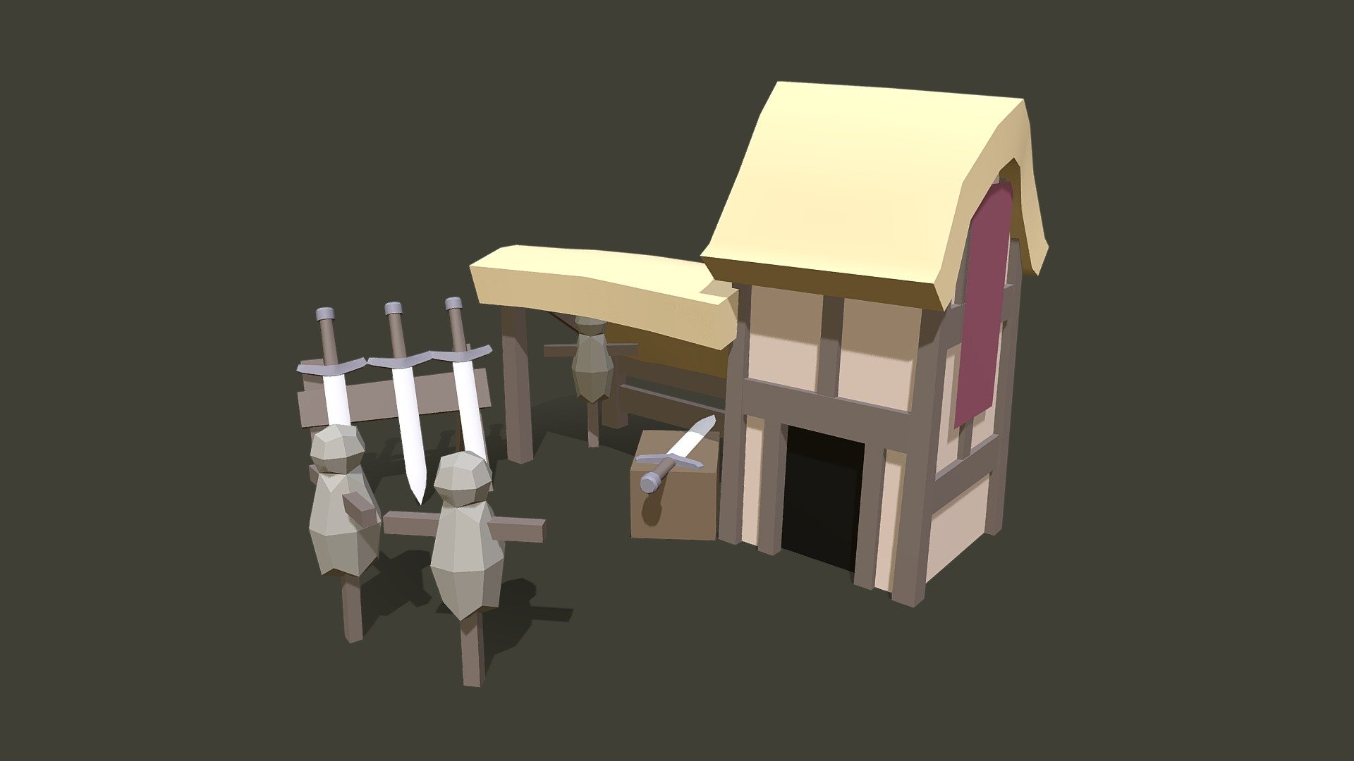 Stylised Medieval Buildings - Barracks - Download Free 3D model by Cleo ...