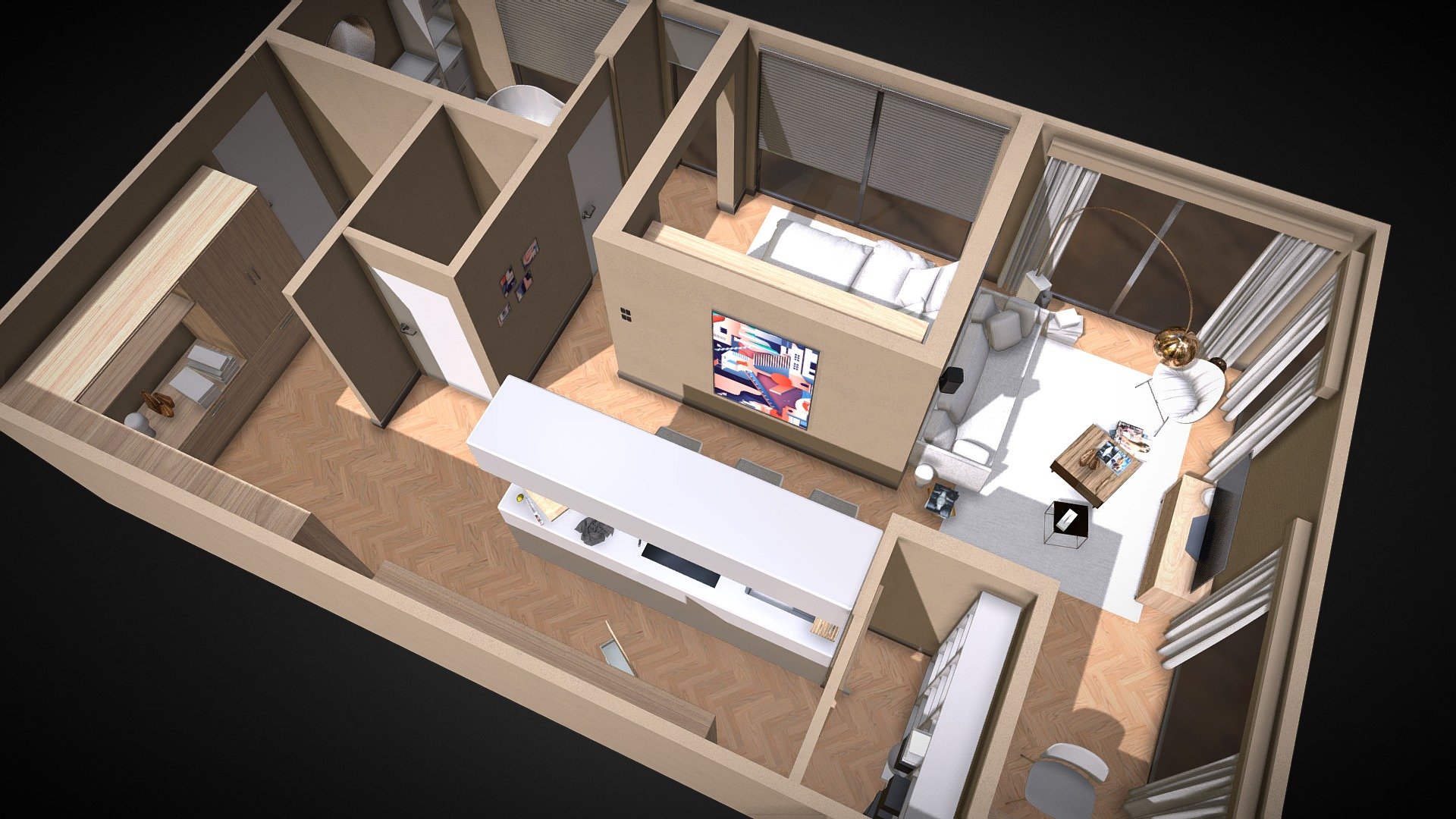 Apartment living room new york 360 - Buy Royalty Free 3D model by ...