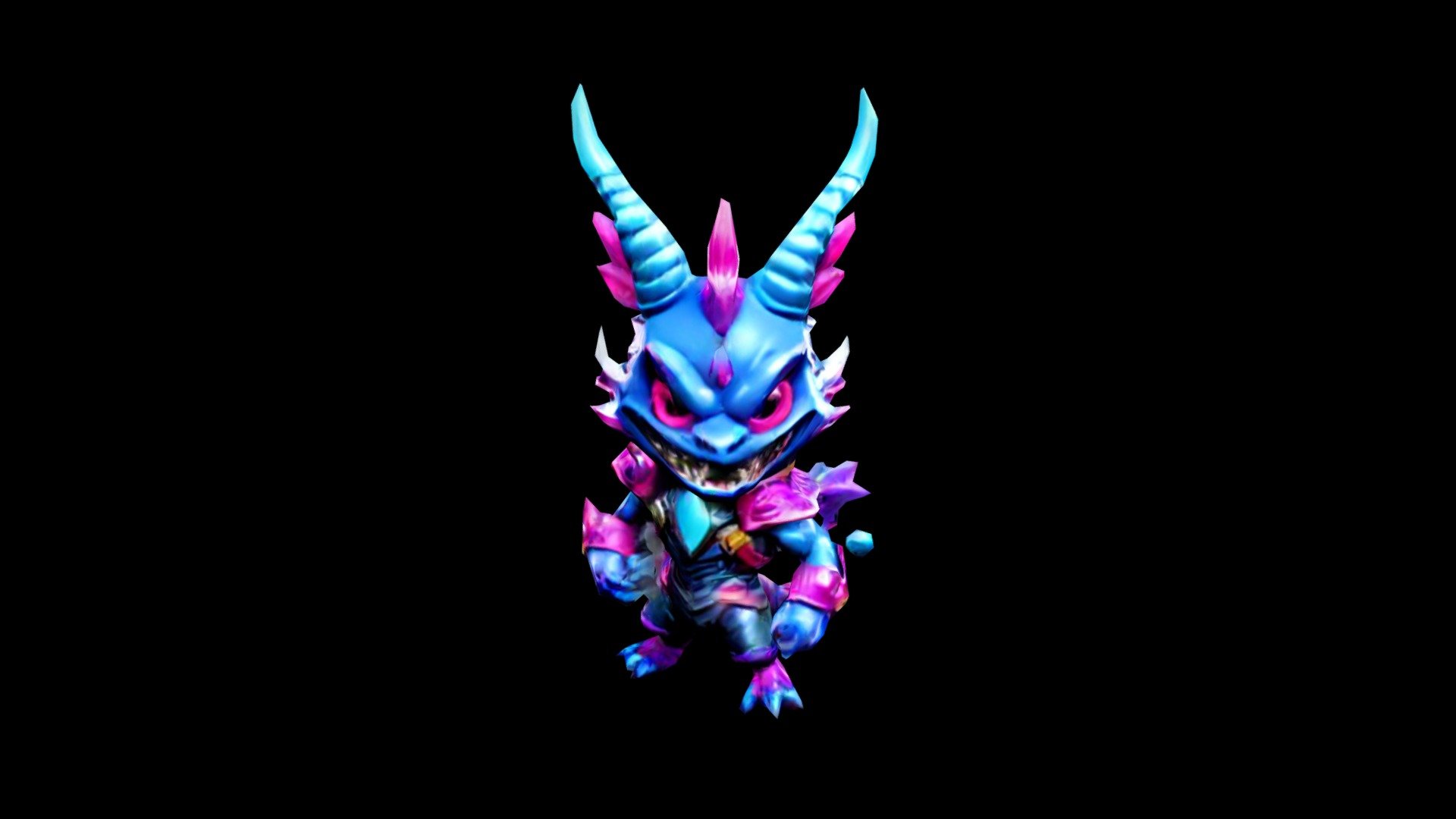 3D animated blue dragon warrior with pink horns - Download Free 3D ...
