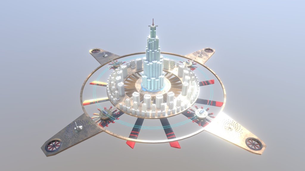 Utopia, the flying city - 3D model by genzs [b093fb7] - Sketchfab