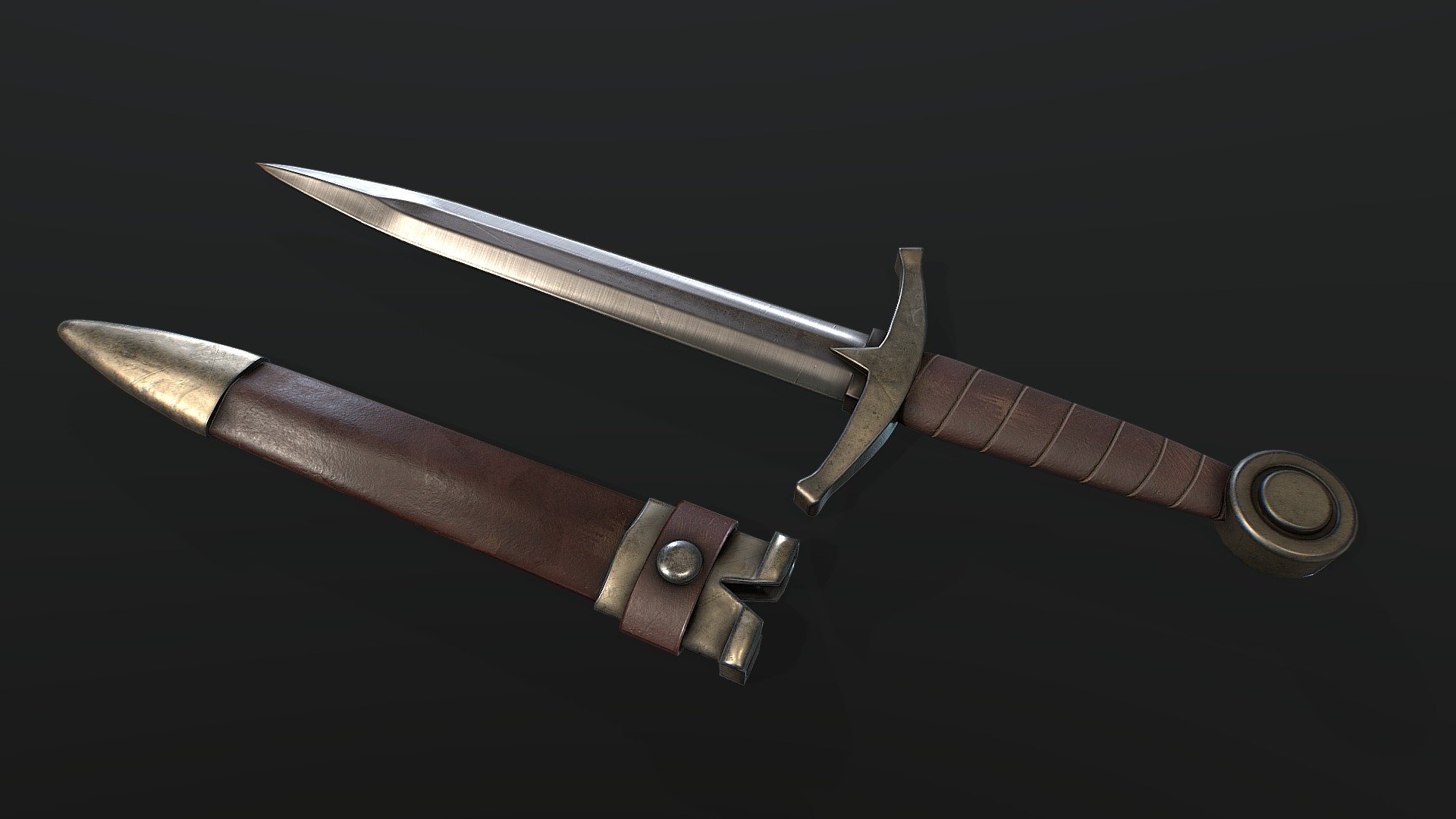 Knightly Dagger with Sheath - 3D model by geekay [b0a8be7] - Sketchfab