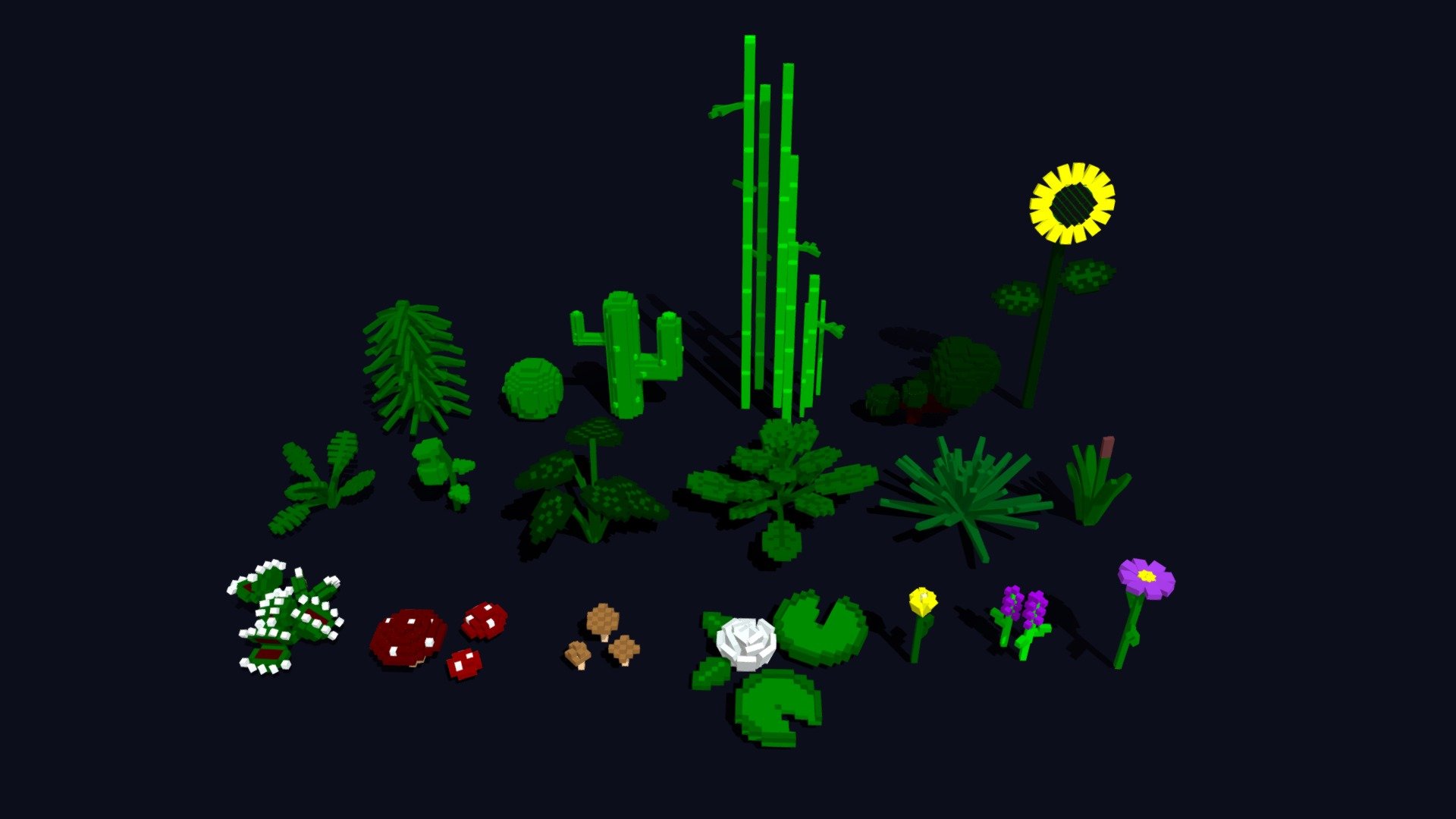 Plants Pack - 3D Voxel Low Poly Models - Buy Royalty Free 3D model by ...