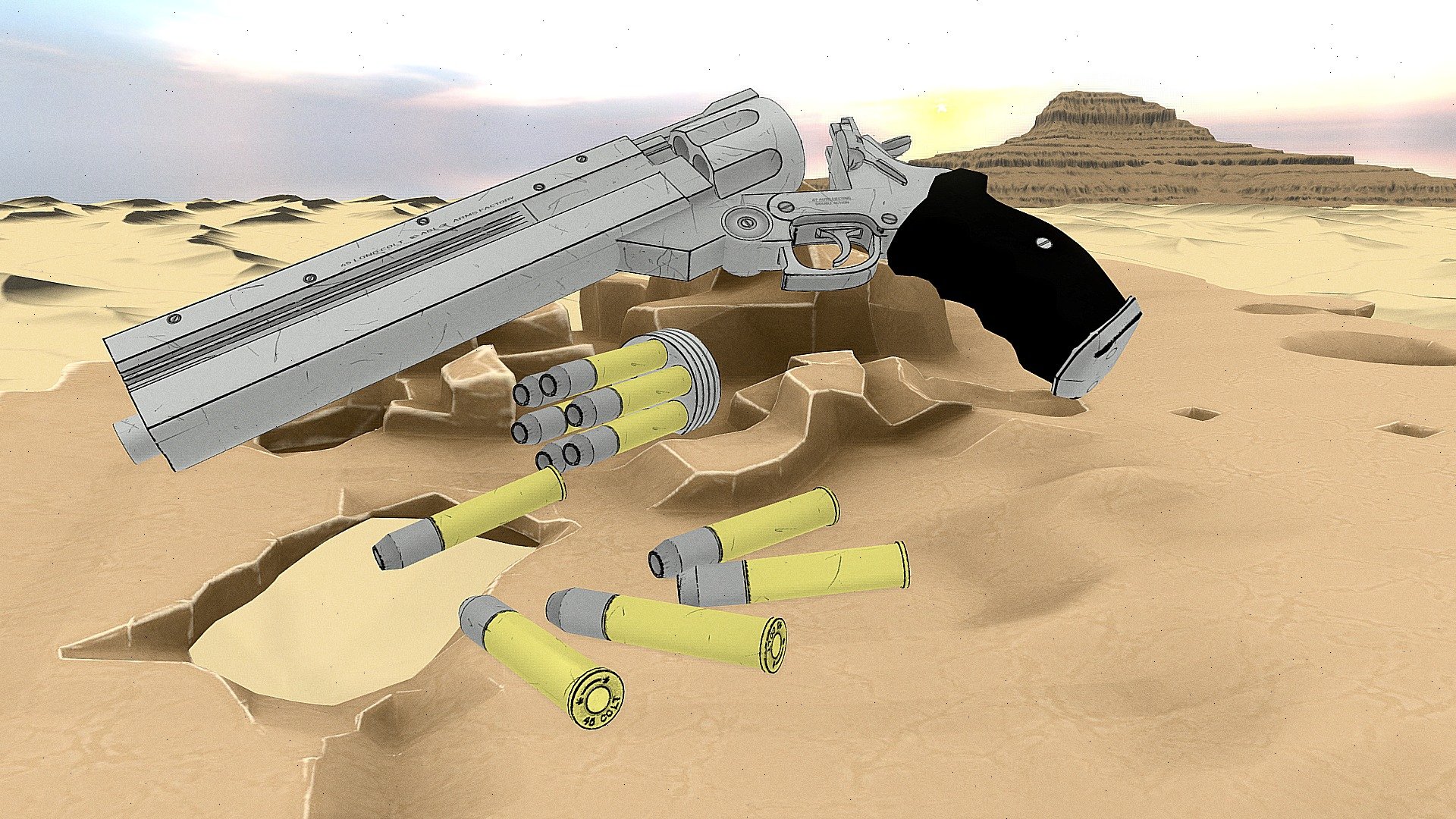 90s stylized Vash 45 Long Colt revolver - Download Free 3D model by ...