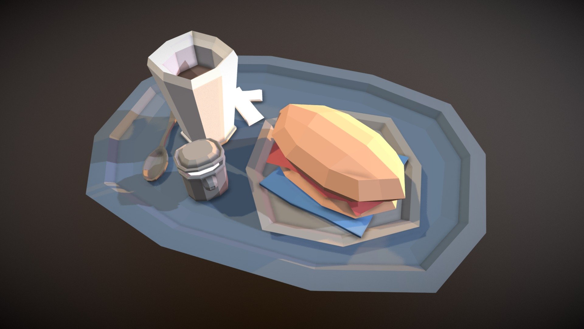 Tea tray for breakfast - 3D model by mireiagirbau [b0bd315] - Sketchfab