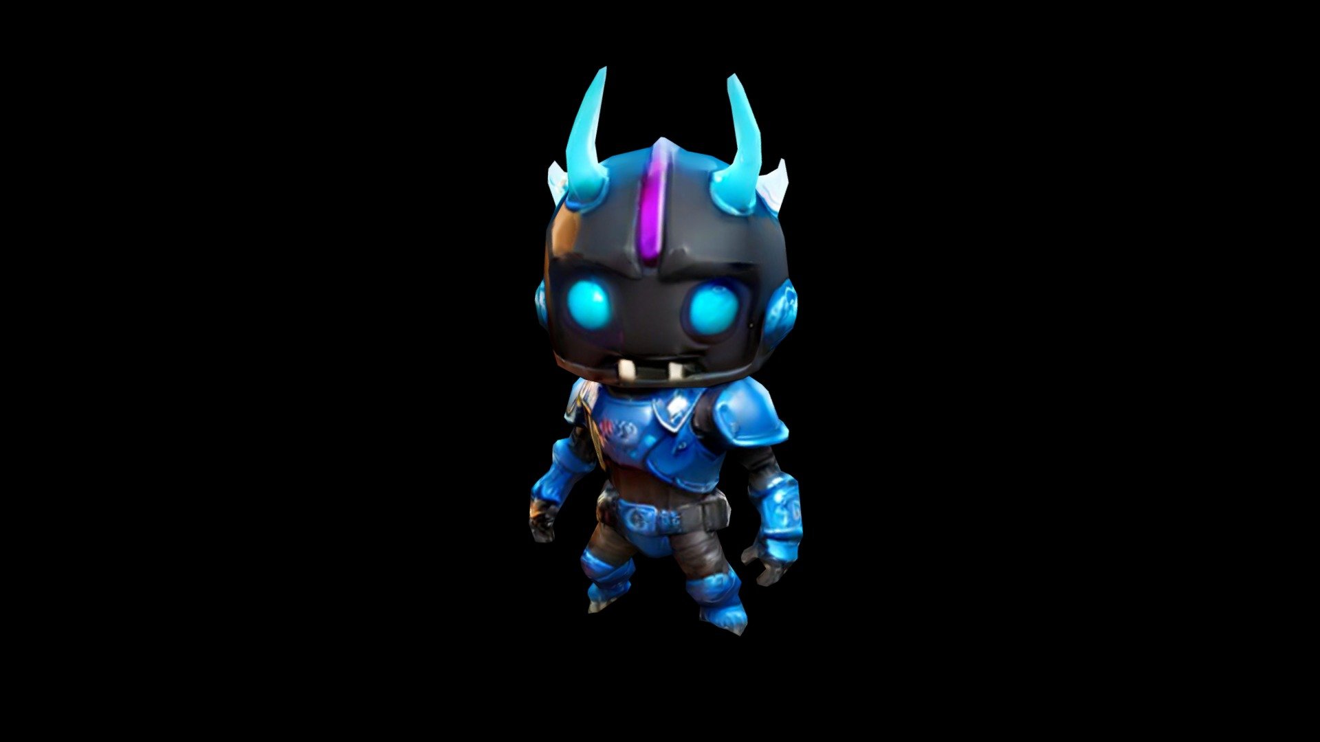 Anime-style character with blue armor and horns. - Download Free 3D ...