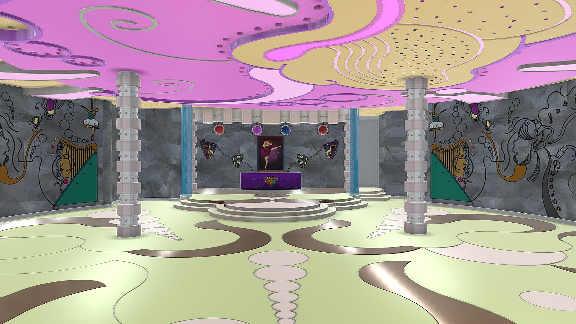 0187 - Night Club 3D Hall - 2D Drawings - Buy Royalty Free 3D model by ...