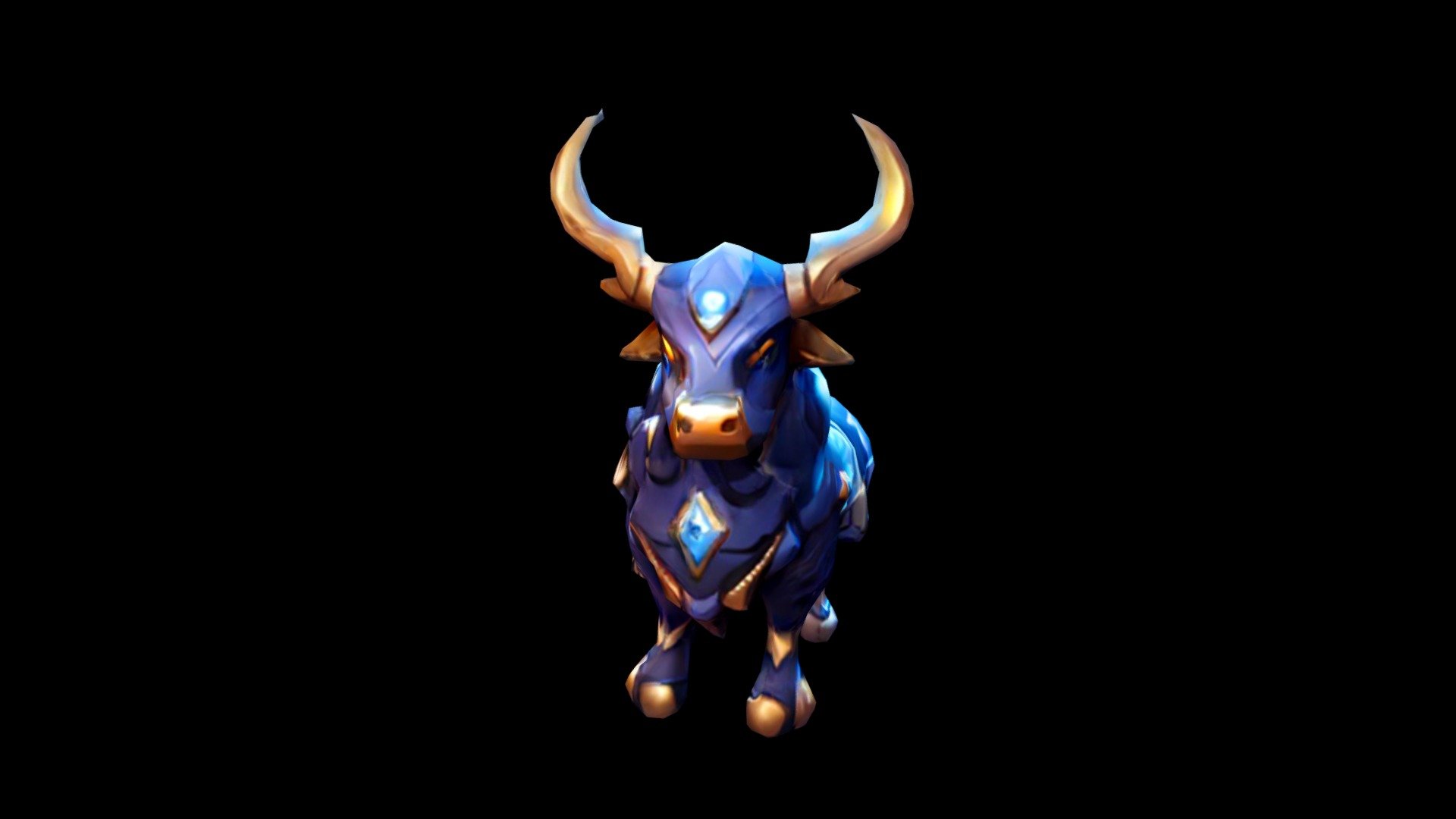 "Armored bull ready for battle, gold and blue hu - Download Free 3D ...