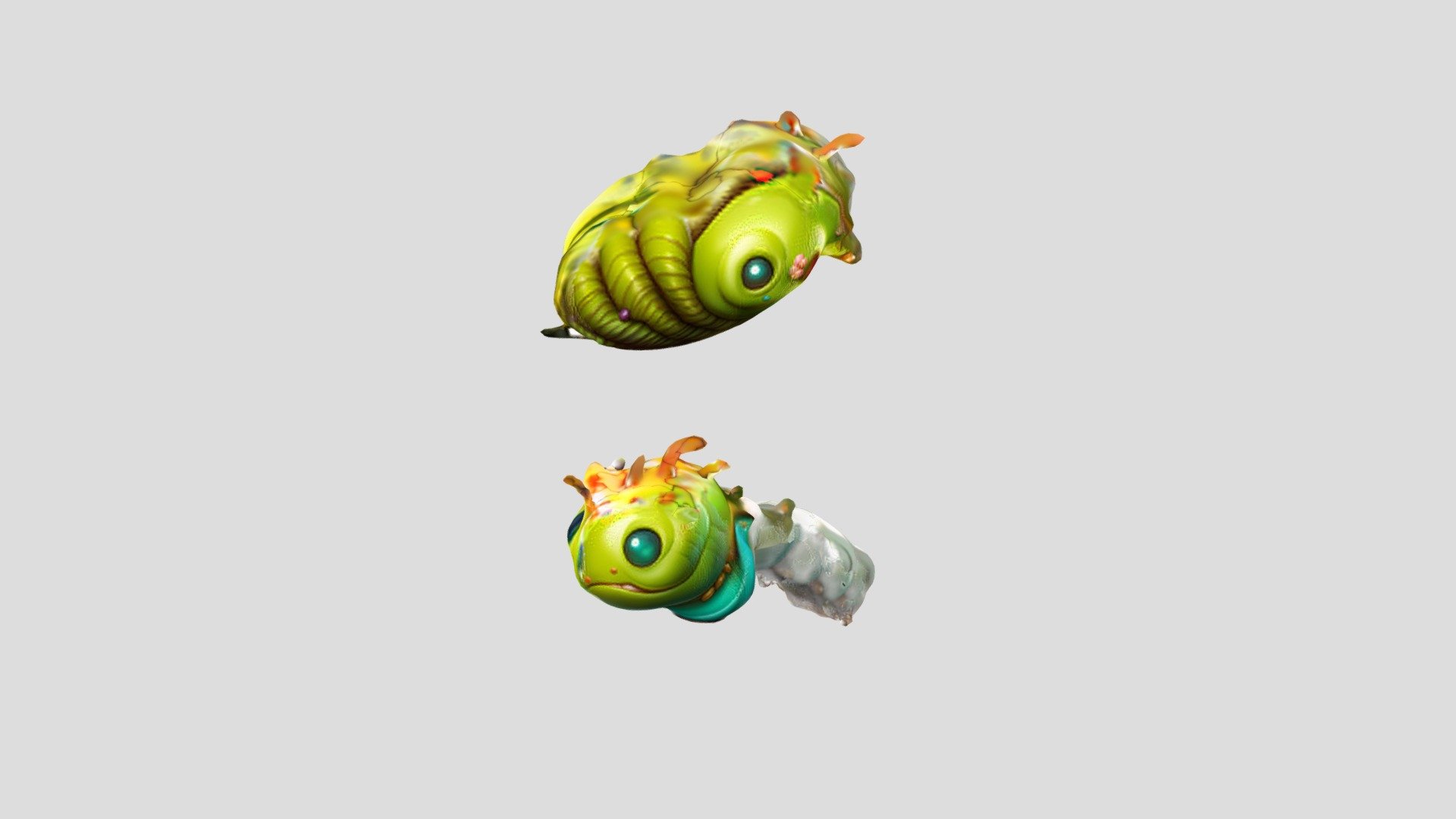 Caterpillar and Chrysalis Illustration A gree - Download Free 3D model ...
