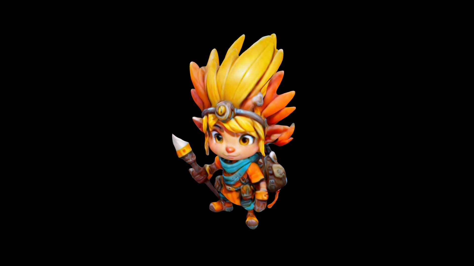 a character in the style of a cartoon with orang - Download Free 3D ...