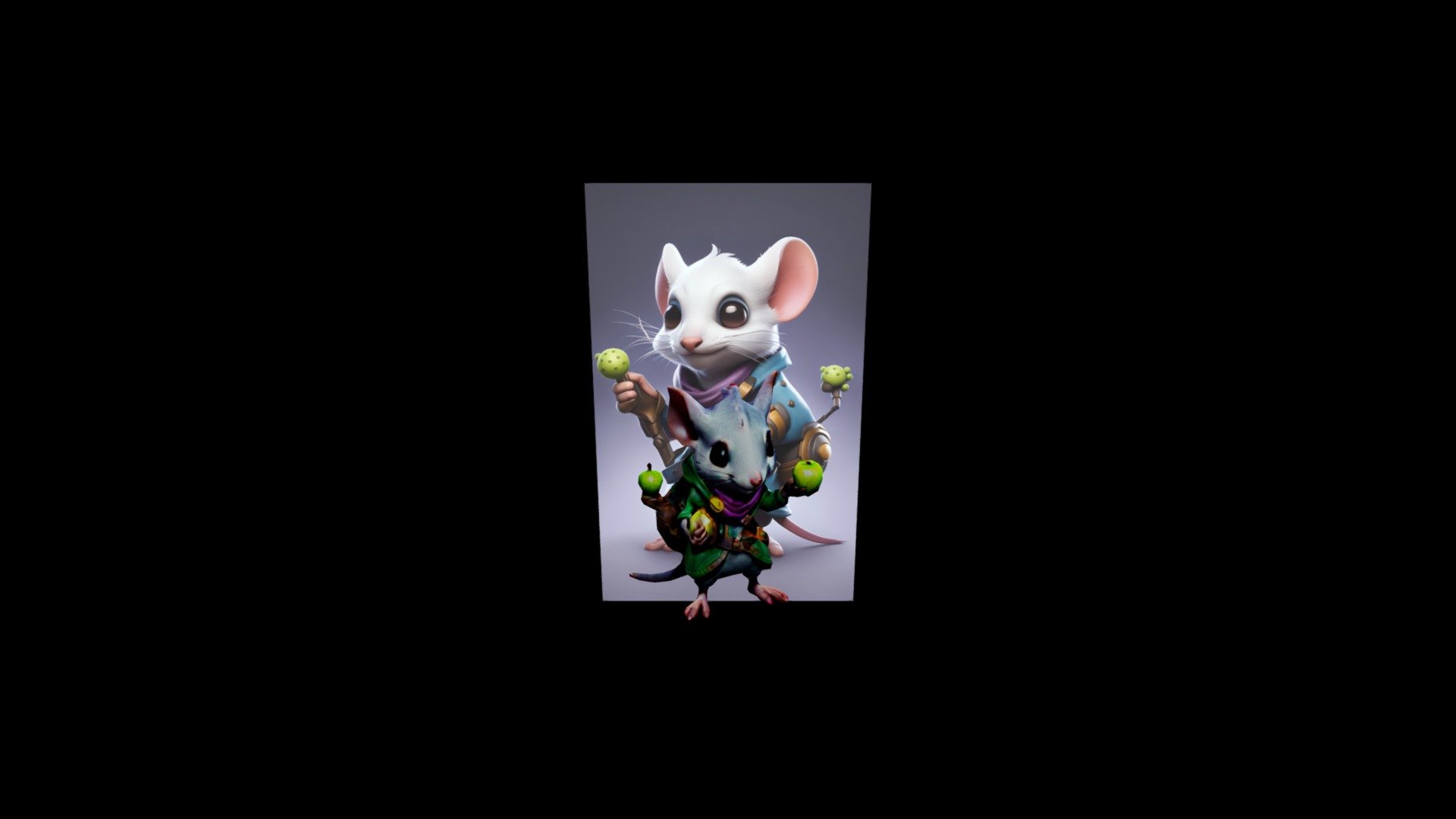 cartoon mouse character holding a green apple a - Download Free 3D ...