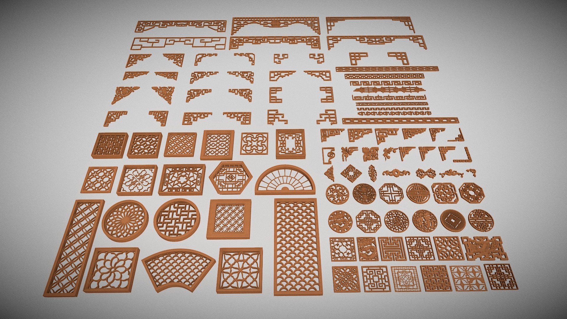 Chinese classical carved pattern decoration - Buy Royalty Free 3D model ...