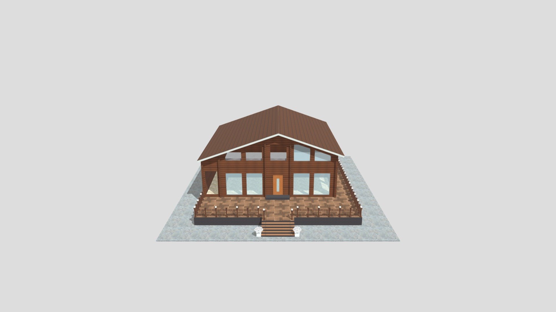 Терраса с фонарями (паркет+коричневый забор) - Download Free 3D model ...