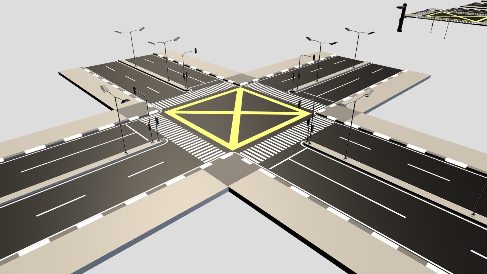 Intersection/Crossroad/Perempatan - Download Free 3D model by ...